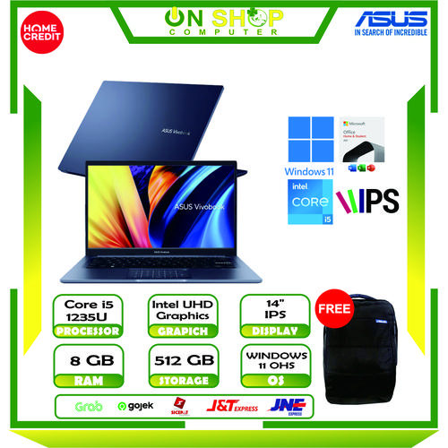 Jual Laptop Asus Coding Core i5 1235U 8GB 512GB W11 OHS 2021 Quiet Blue ...