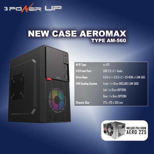 Jual Casing PC Office 3 Power Up Aeromax AM-560 Include PSU 500W M-ATX ...