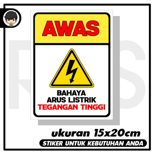 Jual stiker rambu awas tegangan tinggi sticker larangan 15x20cm - Kota ...