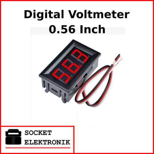 Jual Digital Voltmeter 0-100V 0.56 inch Merah 3 kabel DC Volt Meter ...