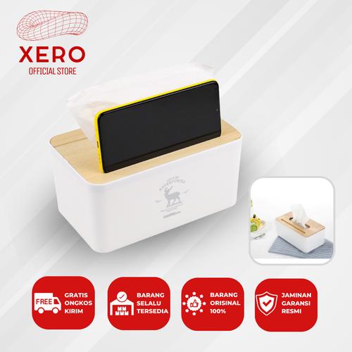 Jual Tissue Box Kotak Tempat Tisu Putih Kayu Minimalis dengan holder hp ...