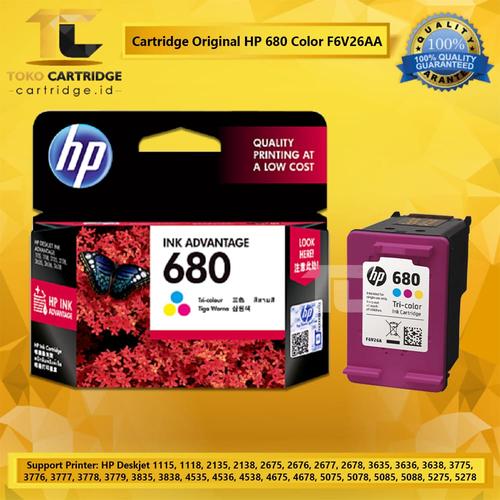 Jual Cartridge HP 680 Black F6V27AA Tinta Printer 2676 2677 2678 3635 ...