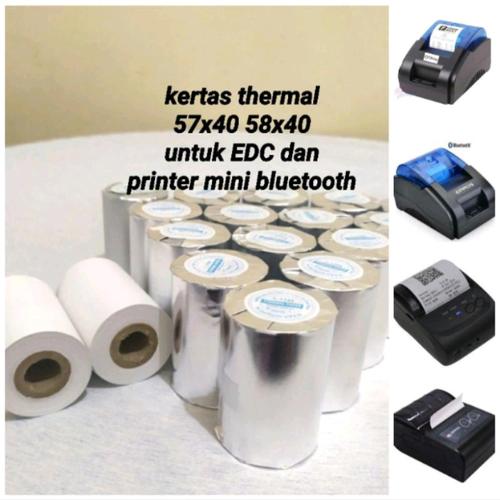 Promo kertas thermal 58 x 40 mm Paket 5 Roll struk printer ukuran 58mm ...