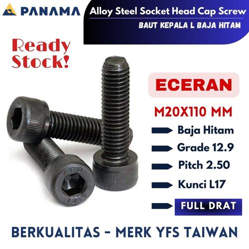 Jual Baut L M20x110 Baut Baja Hitam 12.9 M20 x 110 Full Drat YFS Taiwan ...