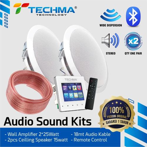 Promo TECHMA TCM-WA225K WALL AMPLIFIER 2*25W with 2 Ceiling Speaker ...