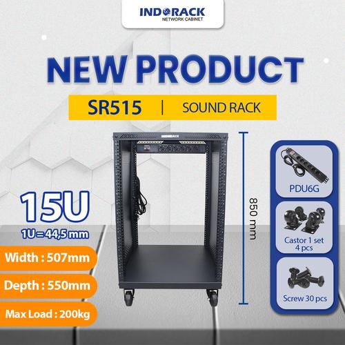 Jual SR515 INDORACK Sound Rack 15U Depth 550mm Rak Audio Sound System ...