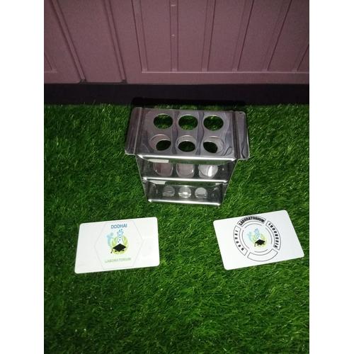 Jual Rak Tabung Reaksi Stainless / steenlis / Rack Test Tube 6 Lubang ...