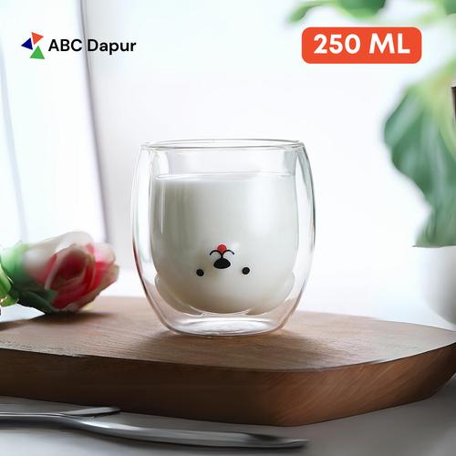 Jual Gelas Kopi Anti Panas Double Wall Glass Cute Animal 250ml ...