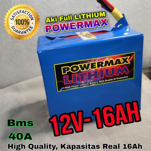 Jual Aki Full Lithium 12V 16Ah Powermax Cell Baterai Baru Gress lkp Bms ...