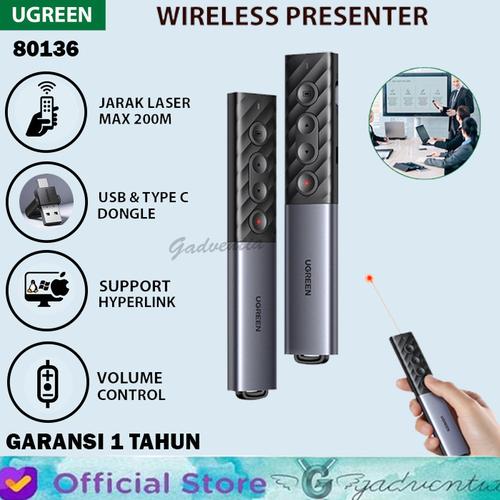 Jual UGREEN Wireless Presenter Remote Control Laser Pointer Presentasi - UGREEN TYPE C - Jakarta ...