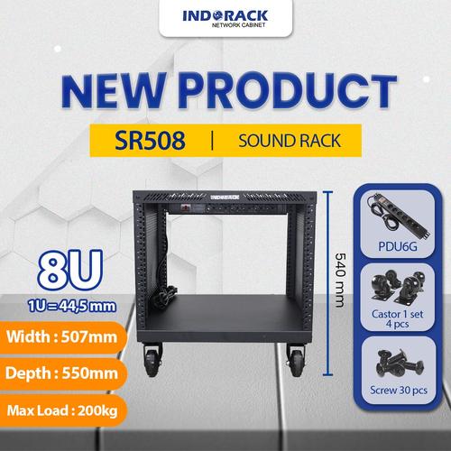 Jual INDORACK SR508 Audio Sound System Rack Mixer Sound Rack 8U Depth ...