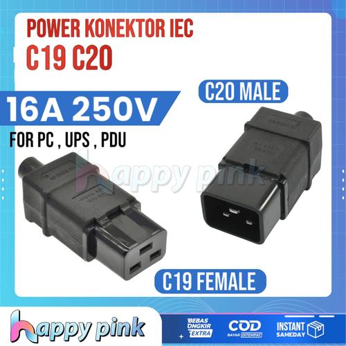 Jual Konektor Power Socket IEC C20 Male / C19 Female 16A 250V - C20 ...