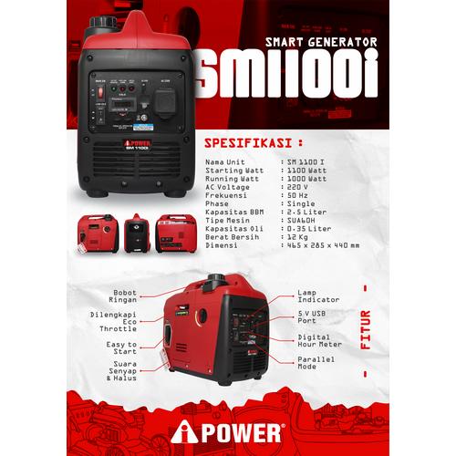 Promo AIPOWER INVERTER GENSET SMART GENSET / SMART GENERATOR SM1100-i ...