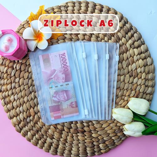Jual Ziplock A6 6 lubang card / zipper pocket binder A6 - ziplock bag ...