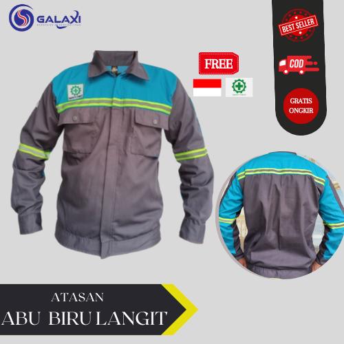 Promo seragam proyek atasan lengan panjang/wearpack Warna ABU-BIRU ...
