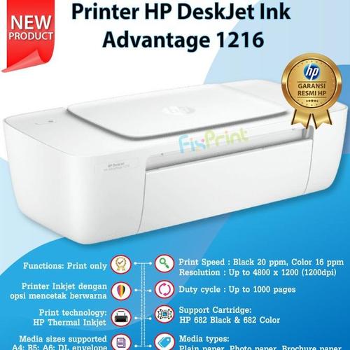 Jual EL Printer HP DeskJet Ink Advantage 1216 Cartridge 682 Pengganti ...