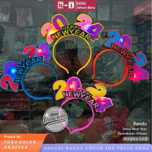 Jual bando happy new year / bando tahun baru led nyala / bando led ...