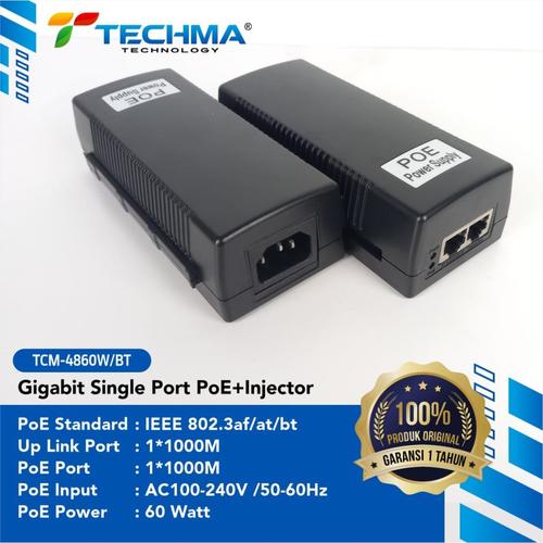 Promo Techma Gigabit Single Port PoE++ Injector IEEE802.3af/at/bt - 60 ...