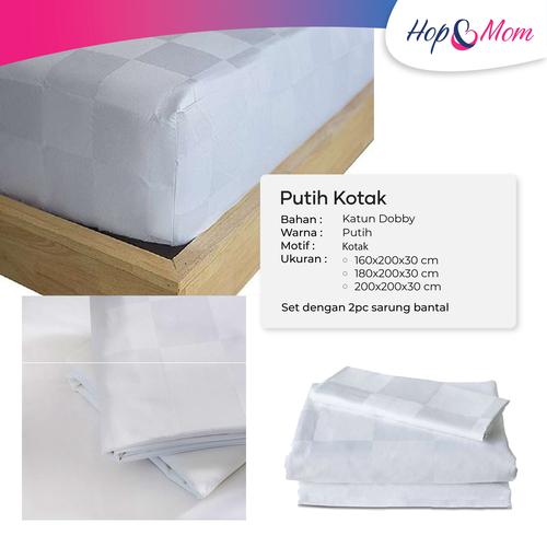 Jual SPREI SET HOTEL SEPRE BED SHEET SPREY PUTIH KOTAK DOBBY HOP & MOM ...