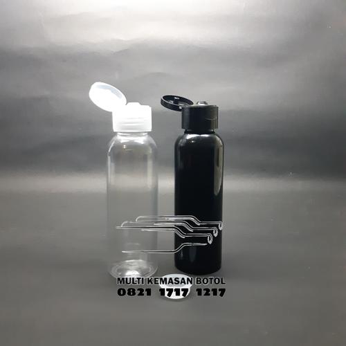 Jual Botol Plastik 100ml Boston Round - Flip Top - Botol Bening, Tutup ...