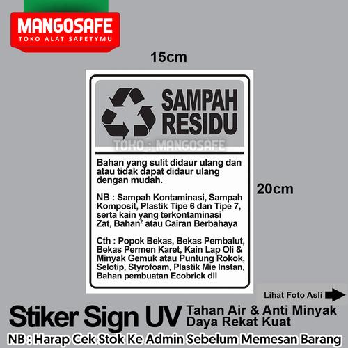 Jual Sticker Sampah Residu Residual Waste 15 x 20 cm Stiker UV Rambu ...