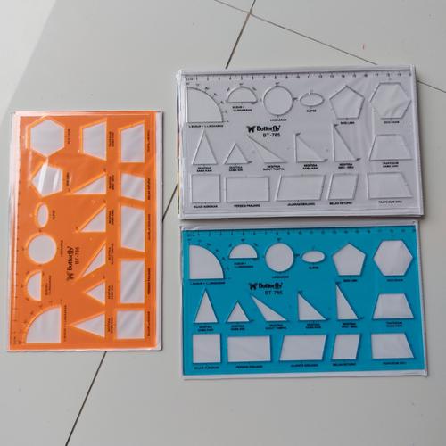 Jual Penggaris Bentuk Geometri BUTTERFLY BT 785 - 1 BUAH Warna Random ...