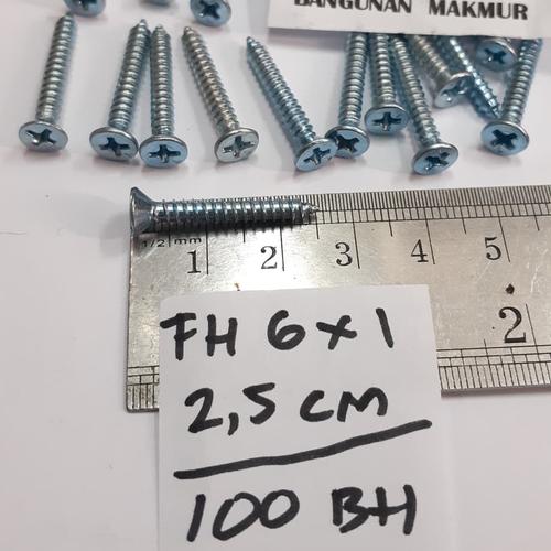 Jual Skrup Kepala Rata 6x1"= 2.5cm Sekrup Taping FH 6 x 1 - Jakarta ...