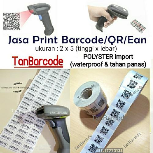 Jual cetak / Print Barcode, QR 4x6cm Polyster tahan panas dan ...