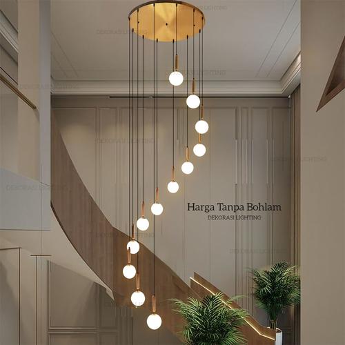 Jual Lampu gantung void tangga 12in1 body gold modern minimalis ruang tamu - Jakarta Pusat ...