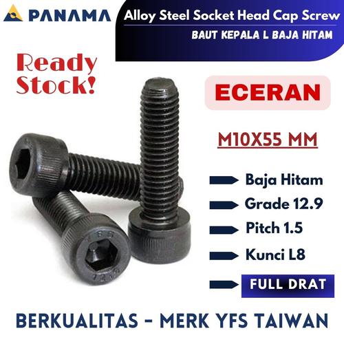 Jual Baut L M10x55 Baut L Baja Hitam 12.9 M10 x 55 mm Full Drat YFS Taiwan - Jakarta Pusat ...