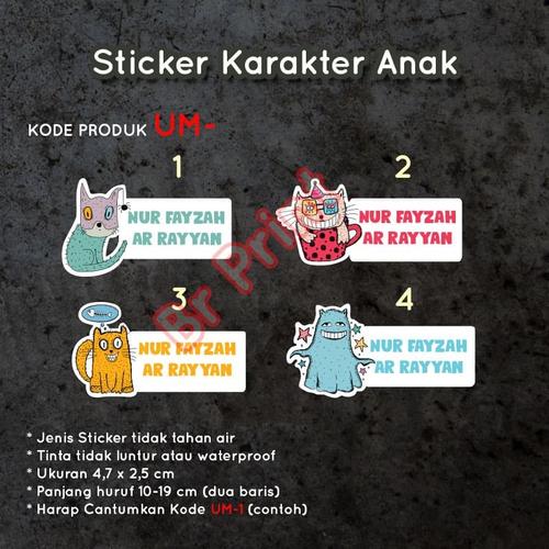 Jual Label nama / Sticker karakter / sticker nama anak Waterproof ...