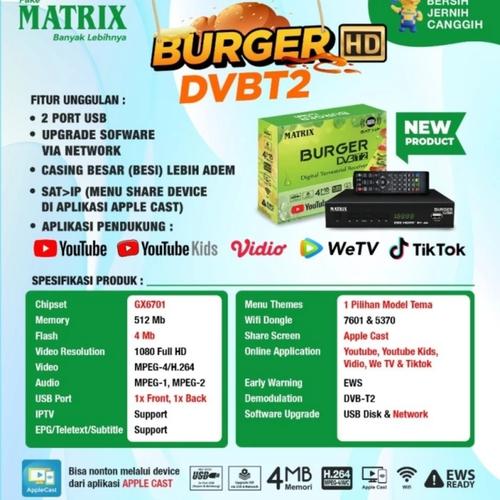 Jual Set Top Box / Receiver TV Digital Matrix Burger Hijau HD DVB T2 - STB SAJA - Kota Surabaya ...