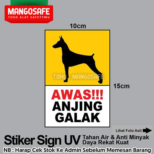 Jual Sticker Awas Anjing Galak Beware of Dog 10 x 15 cm Stiker UV Rambu ...