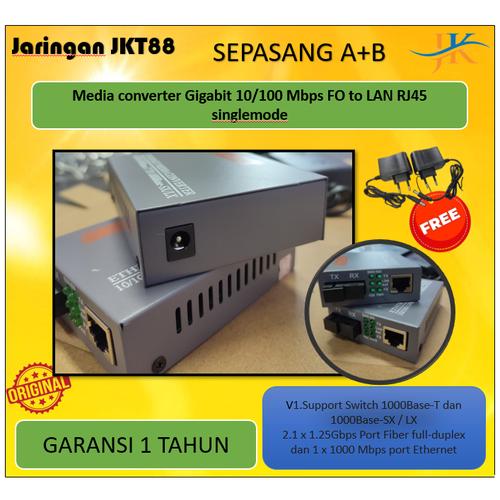 Jual Media converter Gigabit 10/100/1000 Mbps FO to LAN RJ45 singlemode ORI - Jakarta Pusat ...