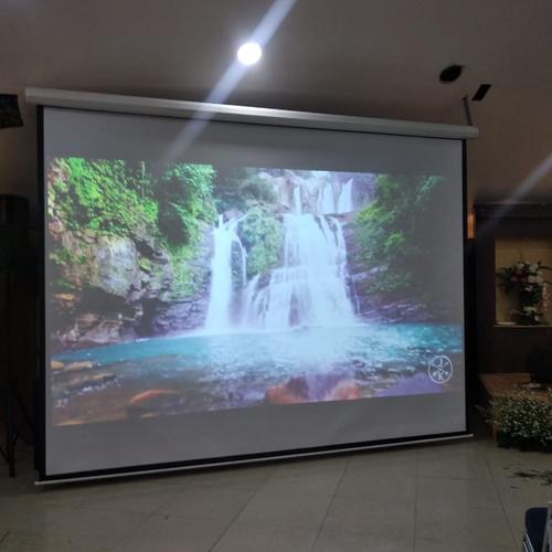 Jual layar proyektor elektrik 200"4:3-screen proyektor 200"remote 4m x ...
