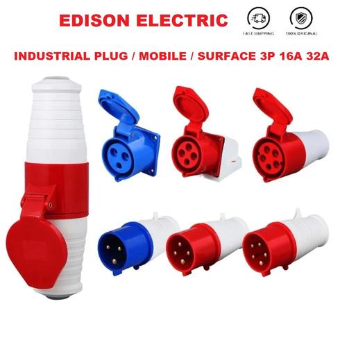 Jual INDUSTRIAL STEKER SOCKET 3PIN PLUG MOBILE SURFACE MOUNTING 3P 16A ...