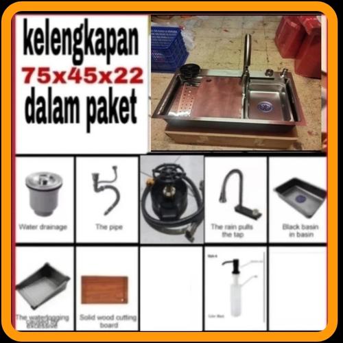 Jual Kitchen sink 7545 Ichsan luxury black new design complete set ...