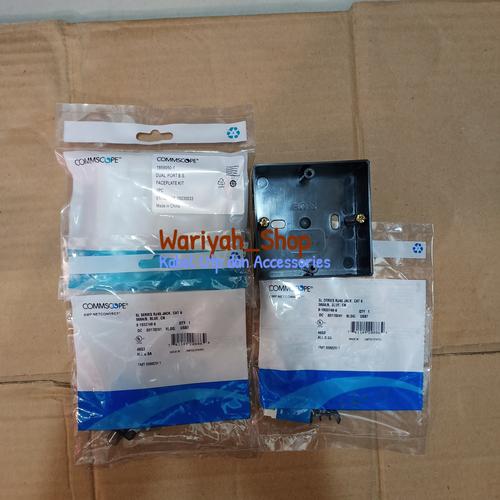 Jual Faceplate 2 Lobang+Modular Biru Cat.6 Amp Commscope+Inbow Komplit ...