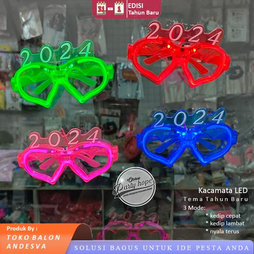 Promo kacamata led nyala / kacamata happy new year 2024 / kacamata led ...