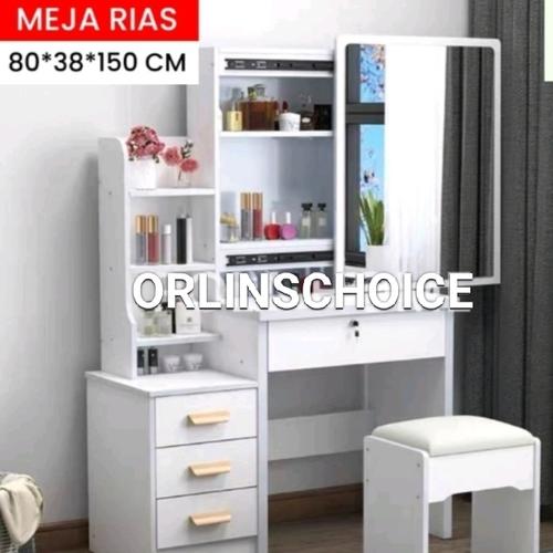 Jual Meja Rias Meja Make up Multifungsi Kaca Sliding+ Kursi - Via ...