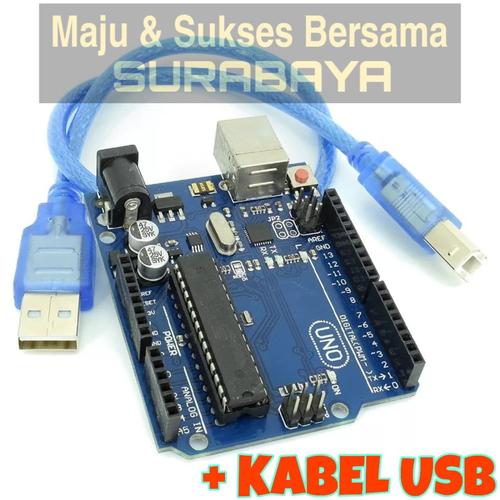 Jual Arduino UNO R3 DIP ATMega328P-PU Mega328P 16U2 ATMega16U2 + Kabel ...