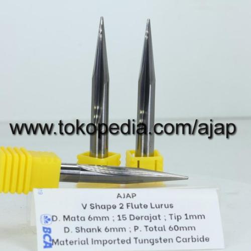 Jual Mata Router V Bit 2F 6mm 15 derajat slot double edge akrilik ...