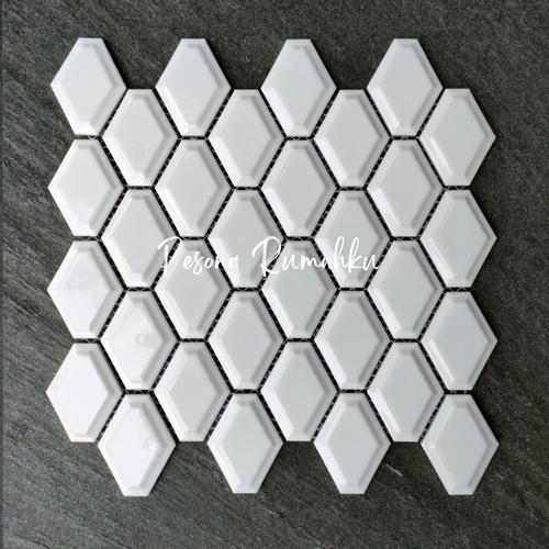 Jual Backsplash Tile Dapur Modern Type Venus Pottery Mini Diamond White ...