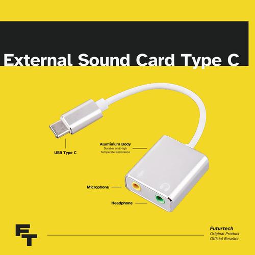 Promo External Sound Card Type C Audio Jack Splitter Adapter Converter ...