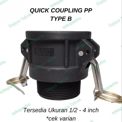Jual Quick Coupling Camlock PP Tipe B 1" 2" 3" 4" Polypropylene Hitam ...