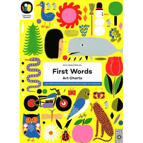 Jual First Words: Art Charts Learn 100 first words with 12 decorative ...