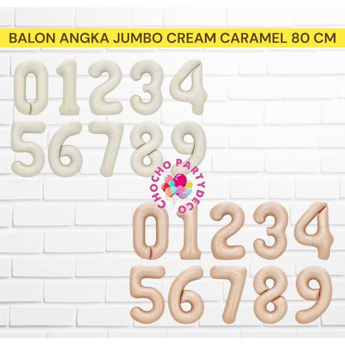 Jual Balon Angka Caramel Jumbo 80 cm / Balon Angka Cream Jumbo 80 cm ...