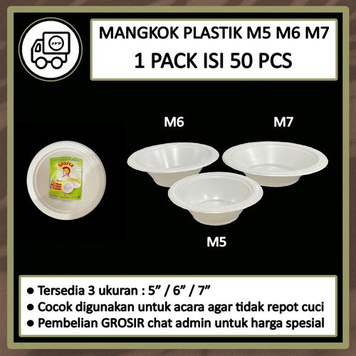 Jual Mangkok Plastik Putih M5 M6 M7 Mangkok Pesta Sekali Pakai isi 50 ...