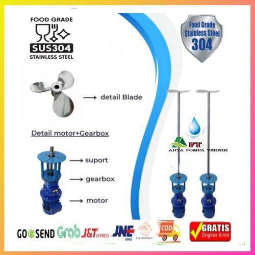 Jual Agitator Mixer Kimia SS304 3KW 4HP 3 Phase 2 Pole With Gearbox 1 ...