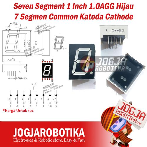 Jual Seven Segment 1 Inch 1.0AGG Hijau 7 Segmen Common Katoda Cathode ...